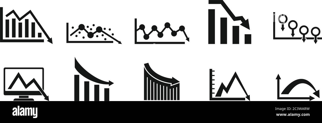Regression icons set. Simple set of regression vector icons for web ...
