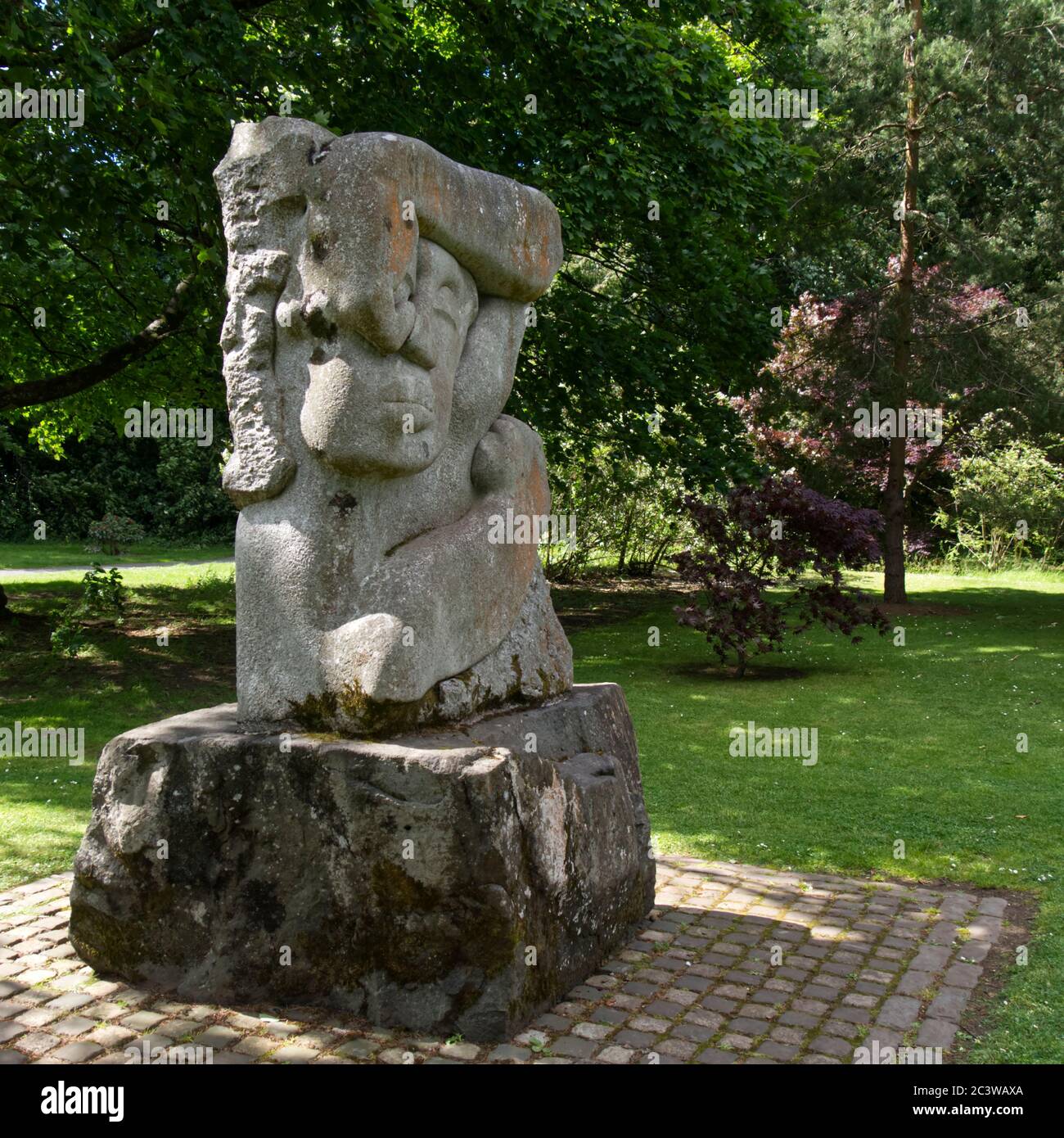 Golgotha Madonna, a granite modern Christian religious art sculpture by ...
