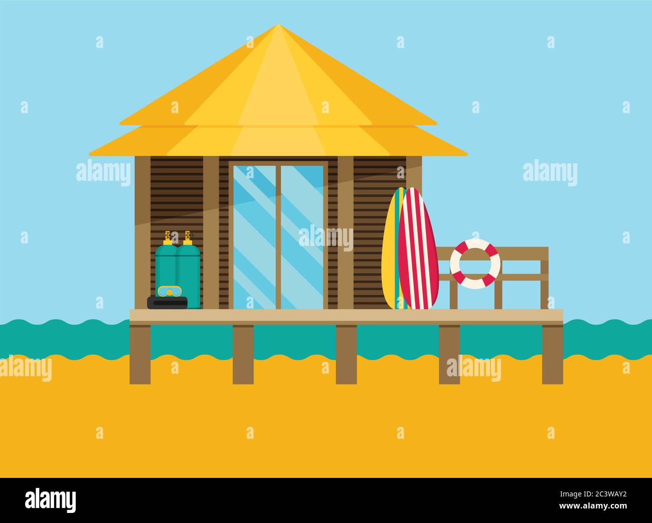 Bungalow flat vector Stock Vector Image & Art - Alamy