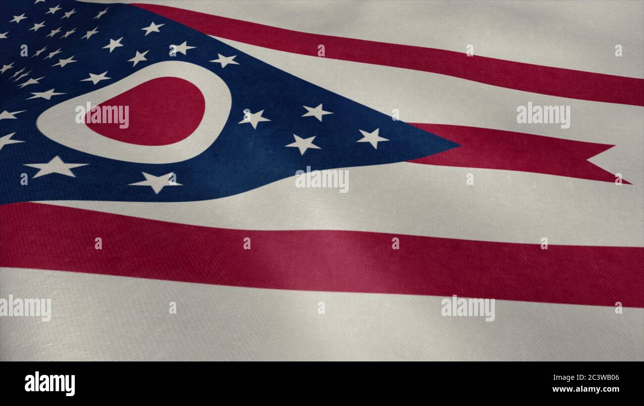Flag of Ohio video waving in wind. Realistic US State flag background ...