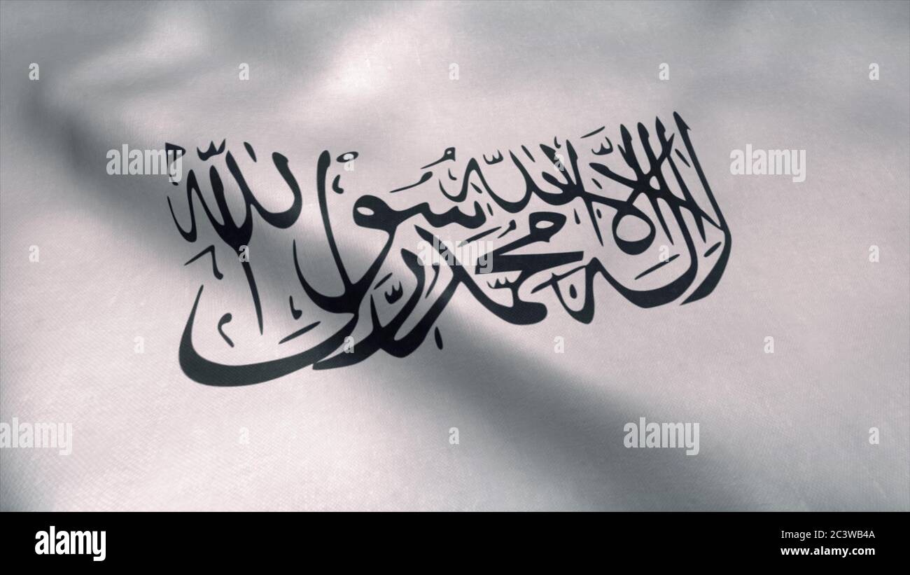 Flag of Taliban waving in wind. Realistic flag background. 3d rendering ...