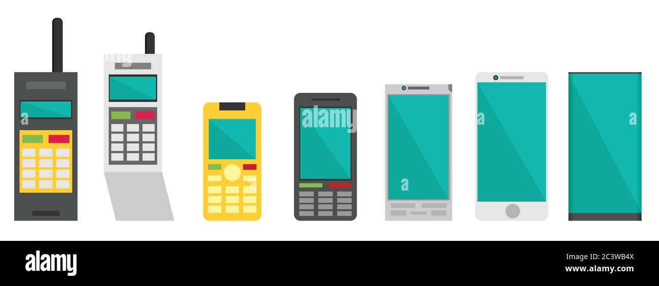 Cell phone evolution illustration. Flat vector Stock Vector Image & Art ...