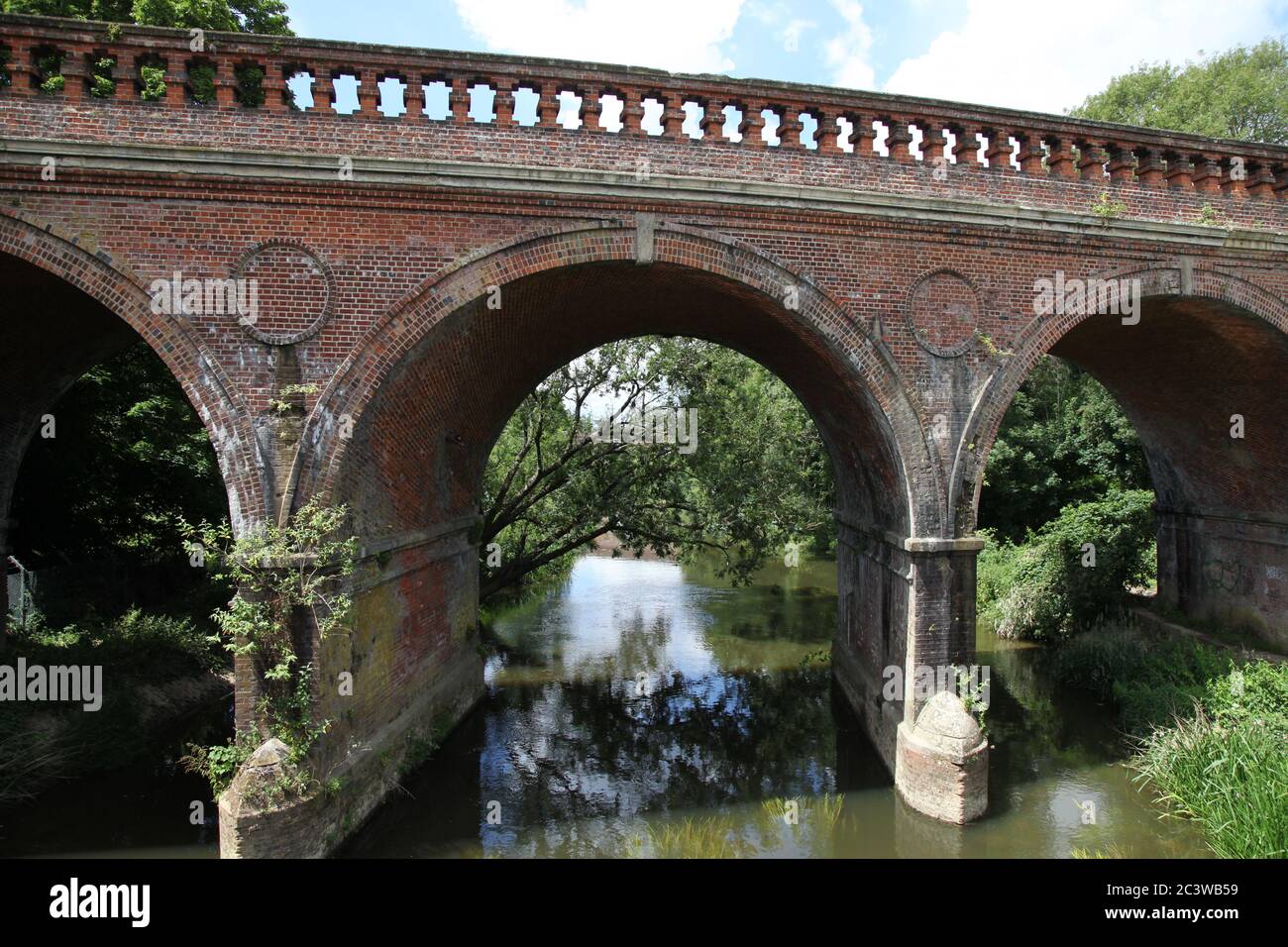 Brick Railway Viaduct over the River Mole, Leatherhead, Surrey, UK ...