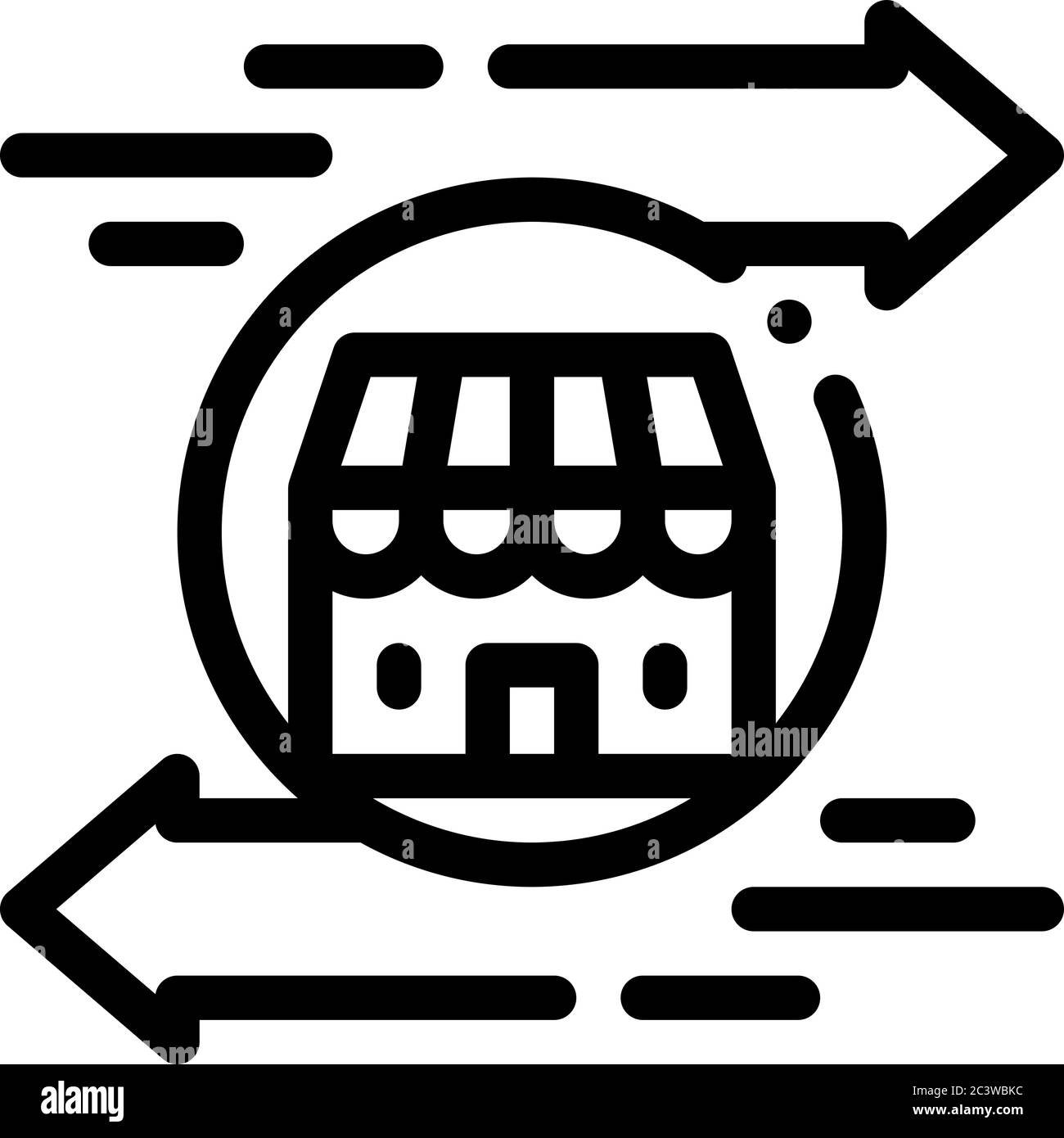 shop building arrows icon vector outline illustration Stock Vector ...