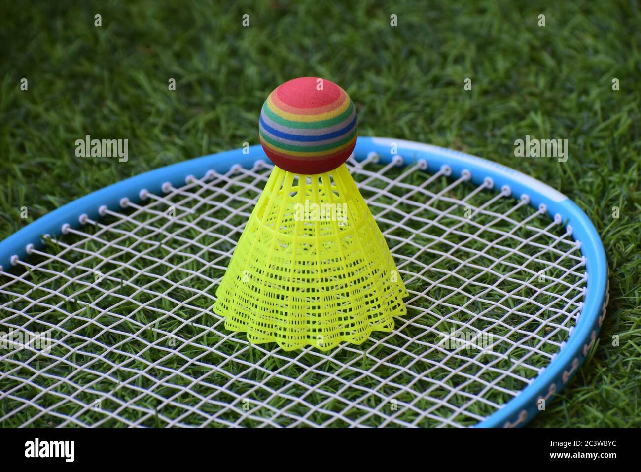 Badminton bat and cock Stock Photo - Alamy