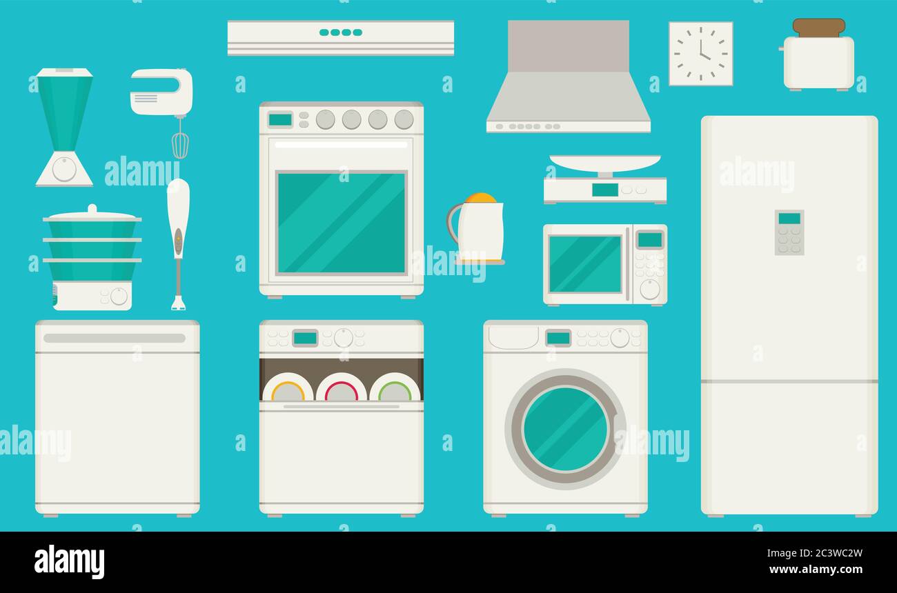 Flat icons for kitchen appliances Stock Vector Image & Art - Alamy