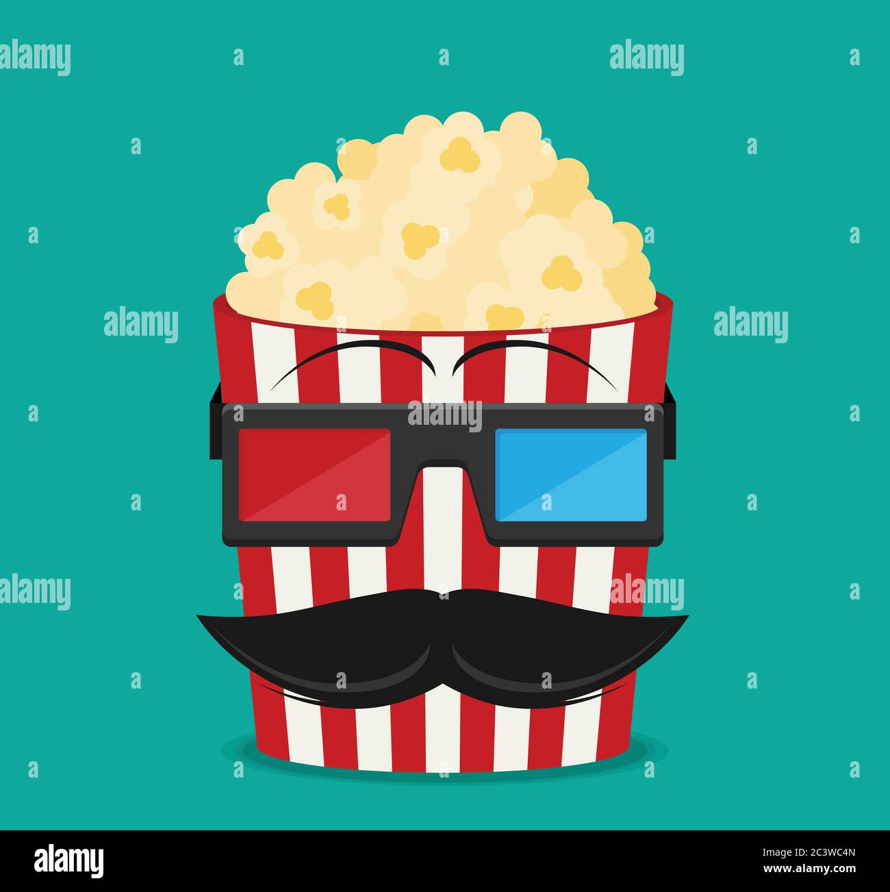 3D glasses and big popcorn flat vector Stock Vector Image & Art - Alamy