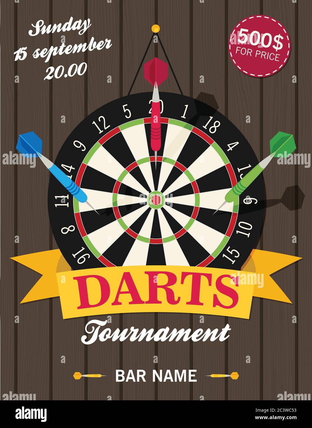 Game illustration with darts in flat design style Stock Vector Image ...