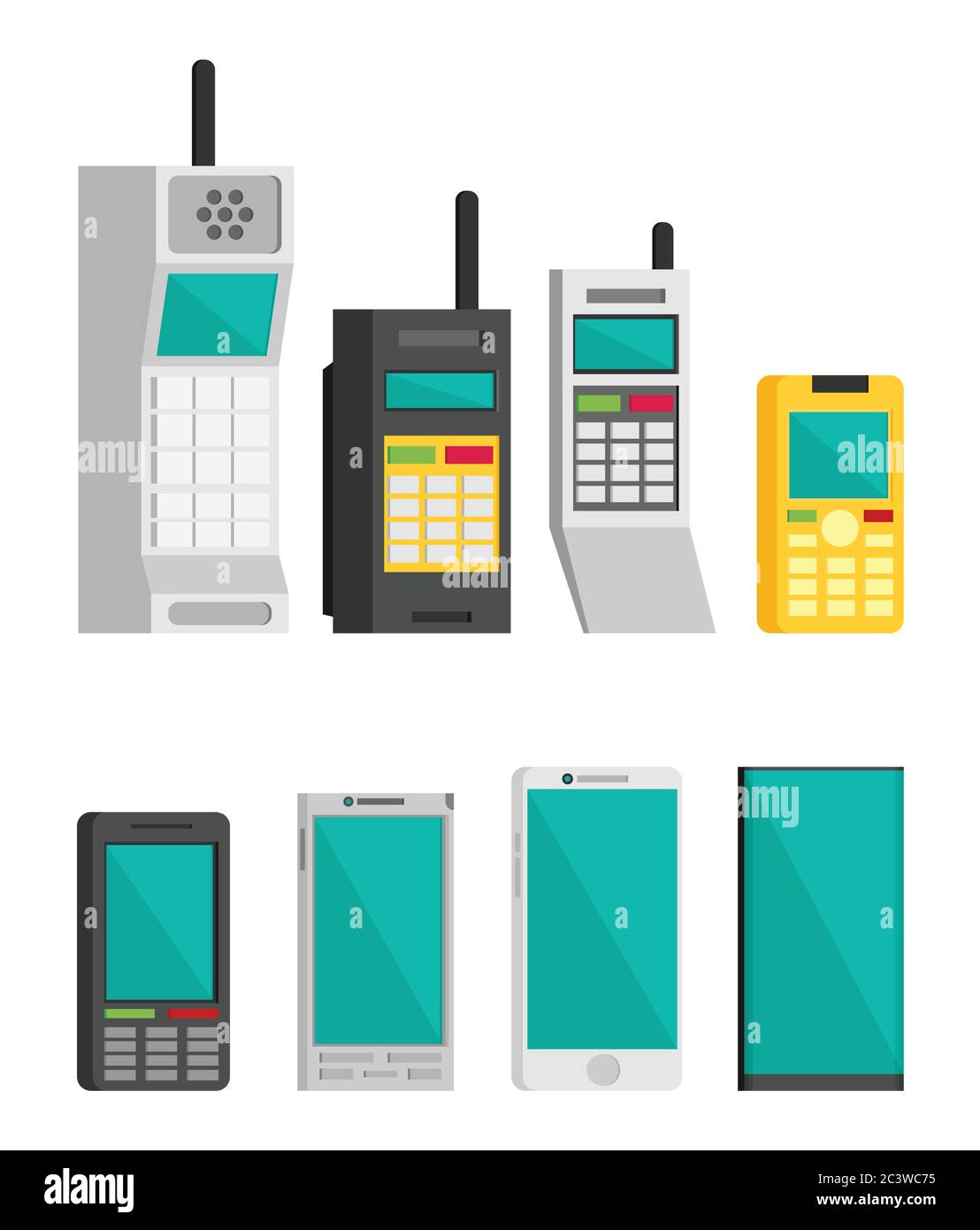 Cell phone evolution illustration. Flat vector Stock Vector Image & Art ...