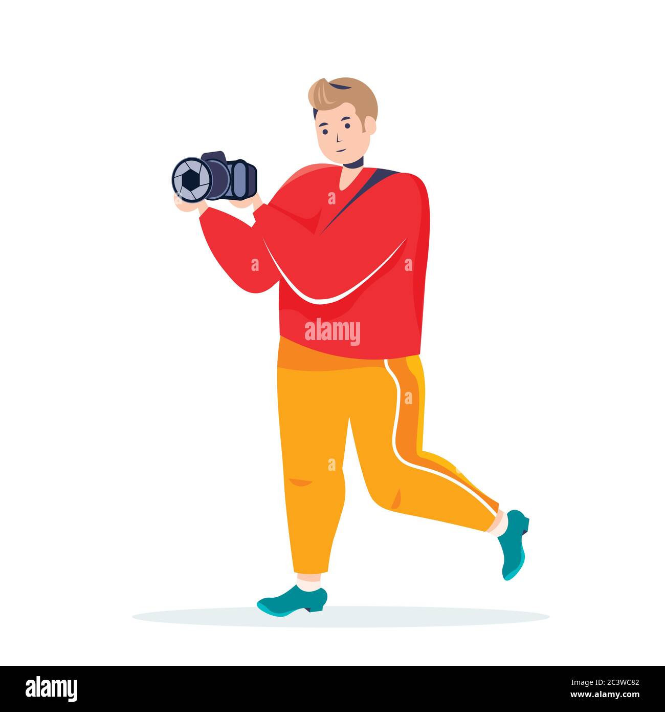photographer using digital camera man taking photo guy in casual trendy ...