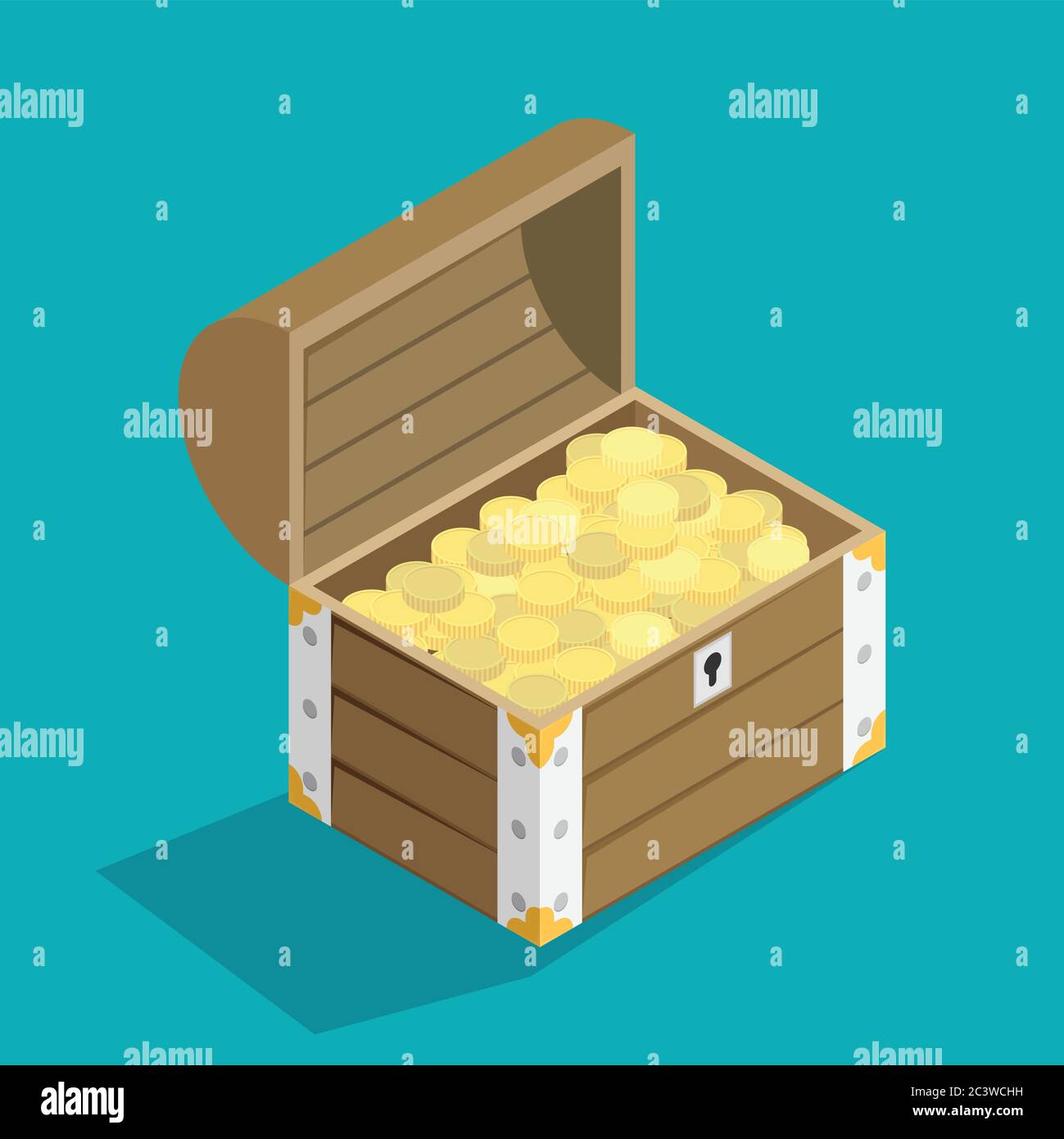 open treasure chest isolated flat isomertic design Stock Vector Image ...