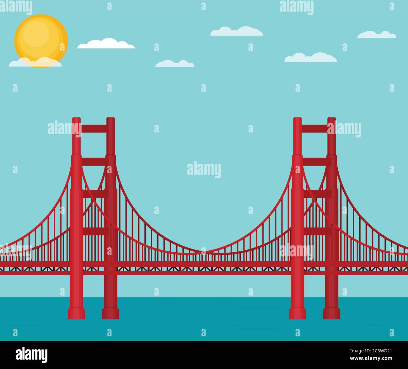 Golden Gate Bridge illustration flat vector Stock Vector Image & Art ...