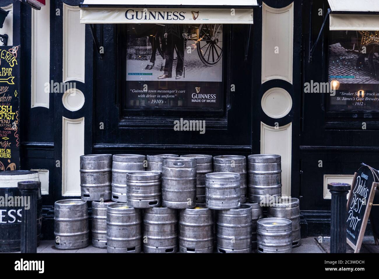 Dublin, Ireland - December 30, 2019: Stack of kegs of Guinness beer on ...