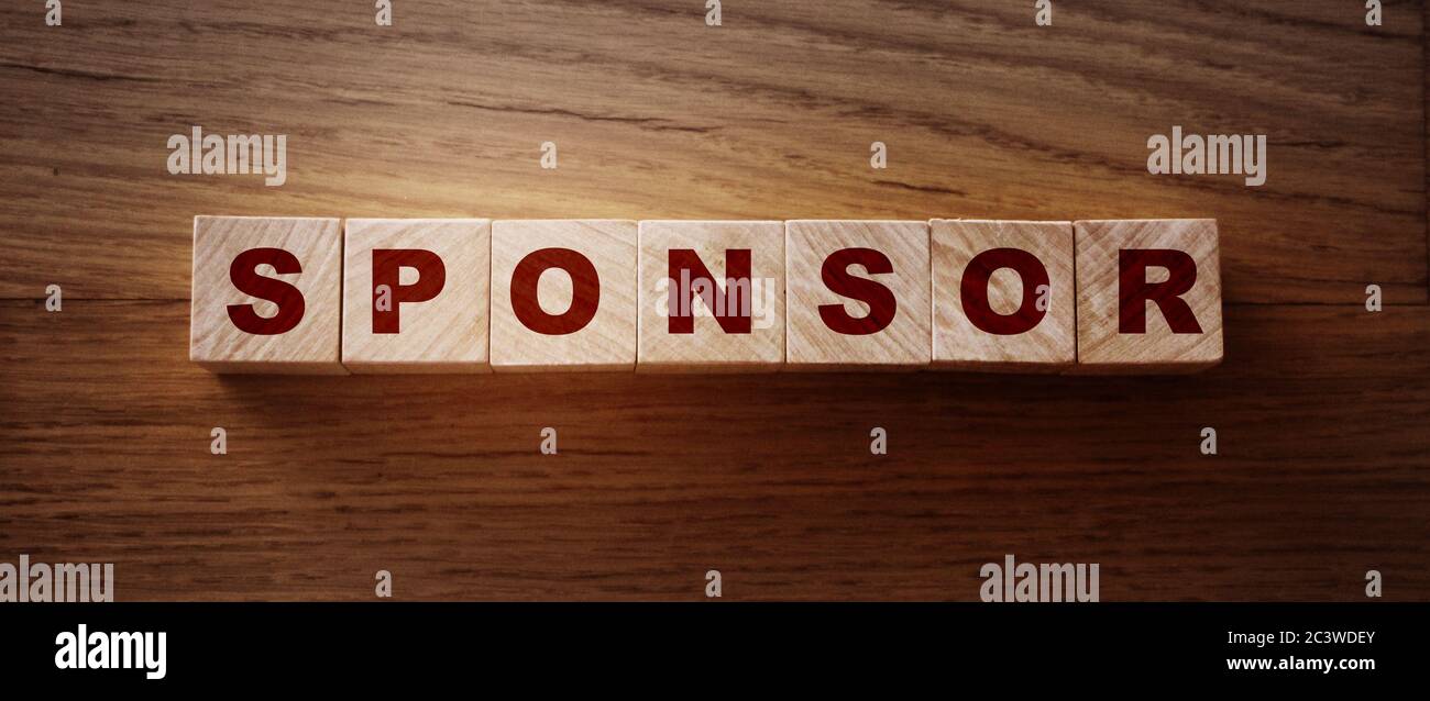 Sponsor word on wooden cubes. Business concept Stock Photo - Alamy