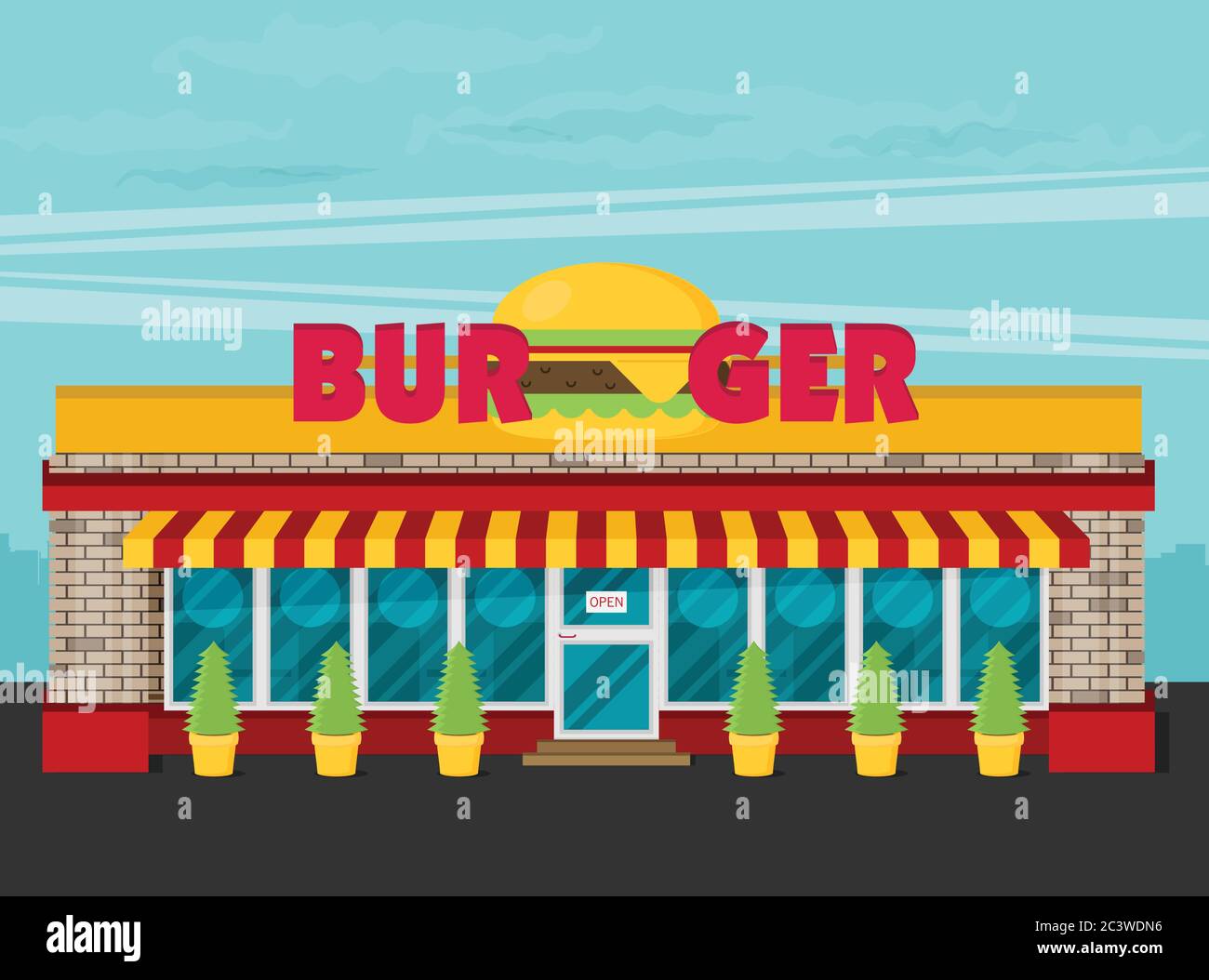 Facade of burger shop flat vector Stock Vector Image & Art - Alamy