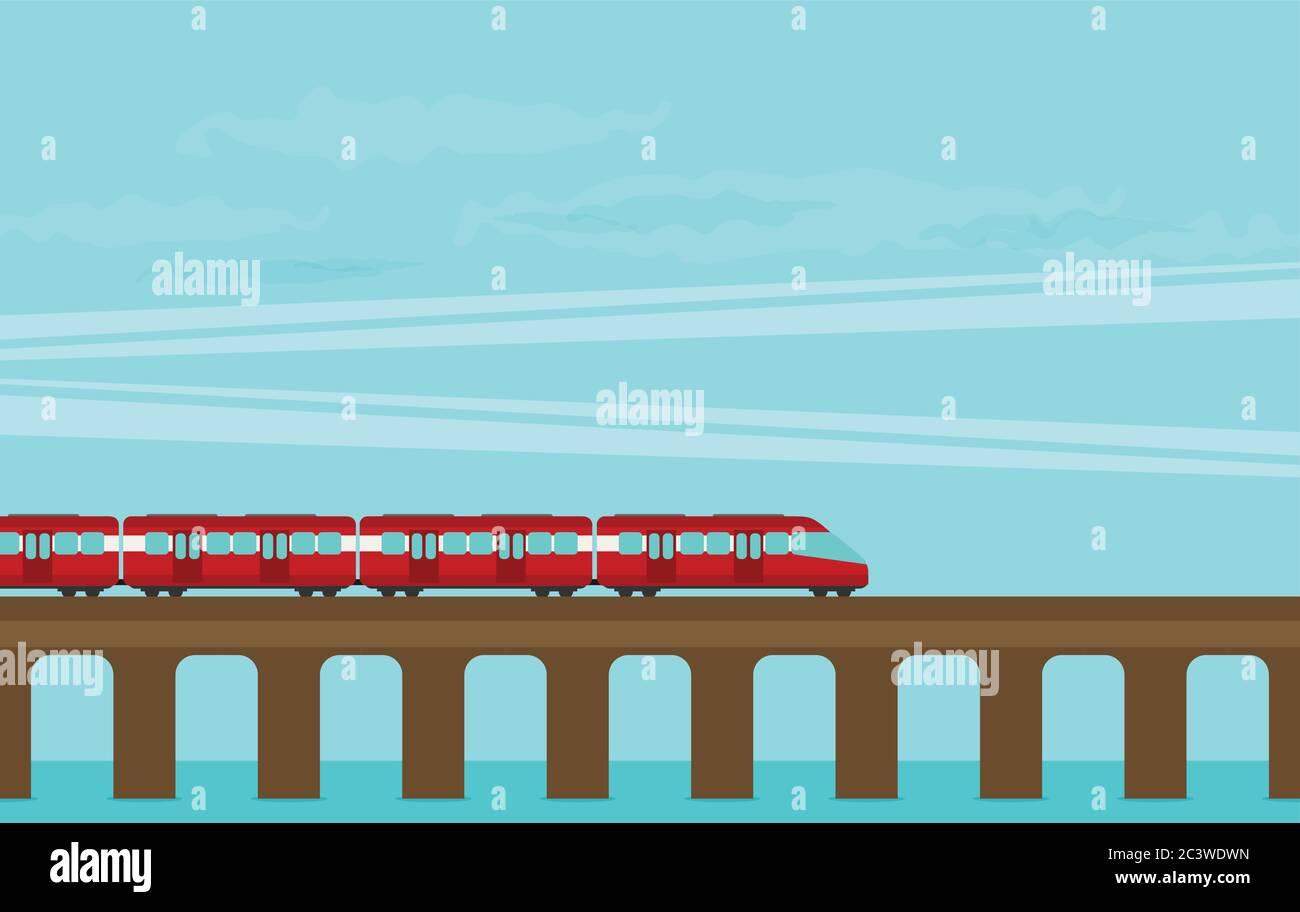 Train on railway. Vector travel concept background Stock Vector Image ...