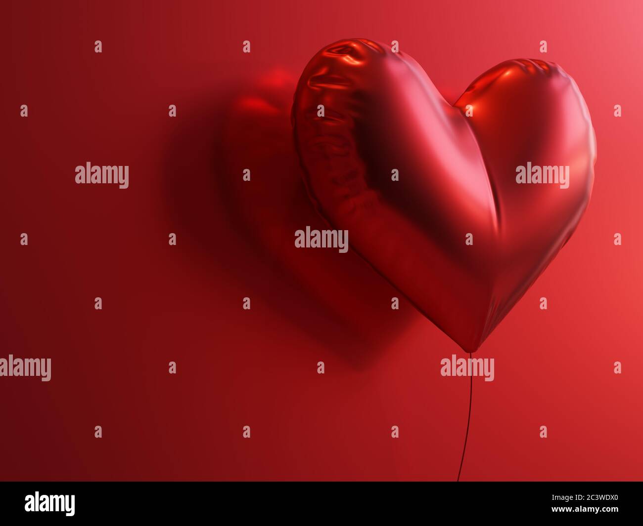 Red color balloon in heart shape. 3d illustration Stock Photo - Alamy
