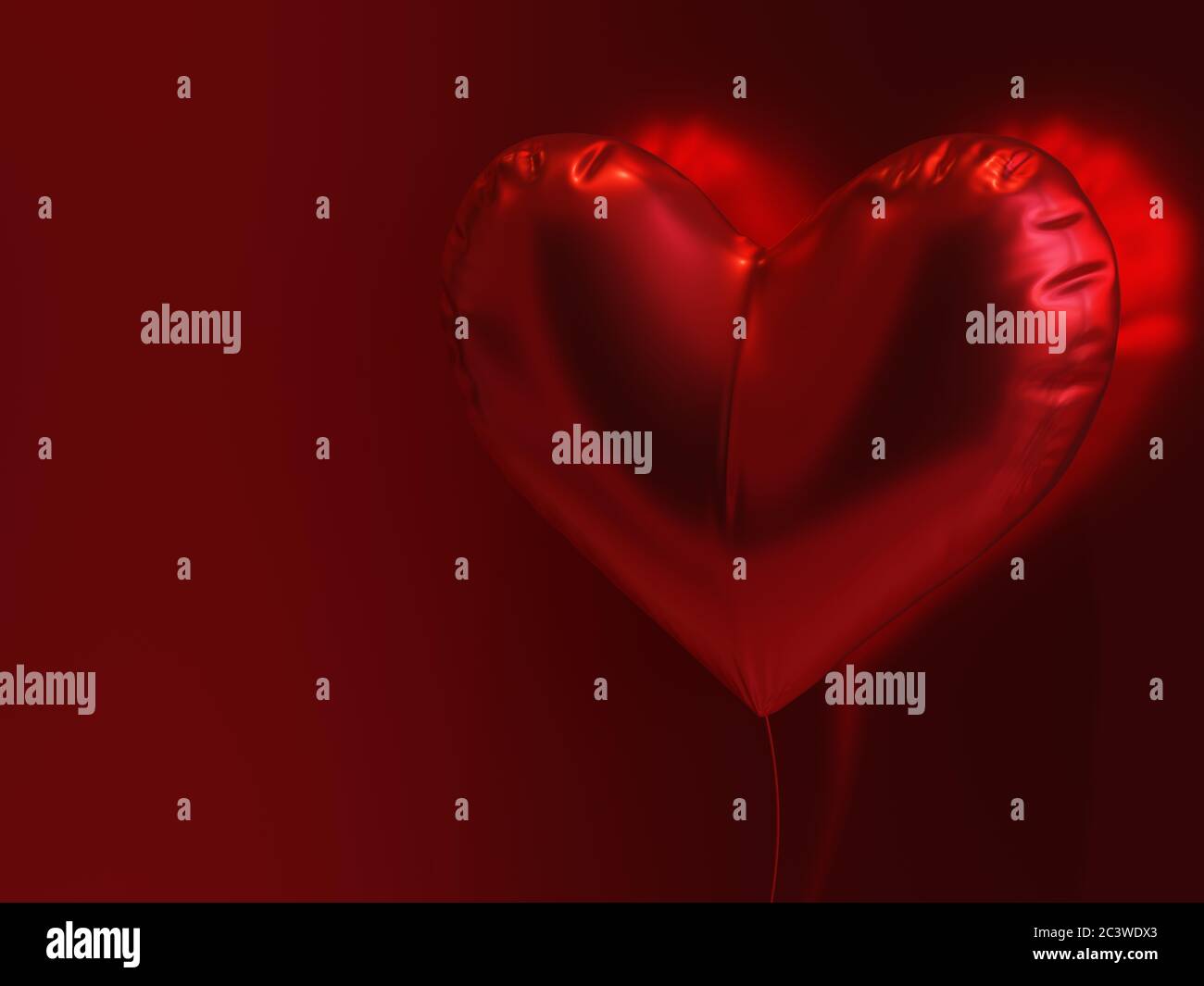 Red color balloon in heart shape. 3d illustration Stock Photo - Alamy