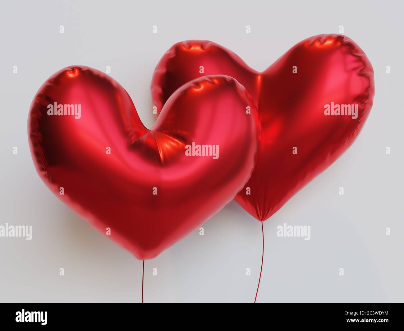 Red color balloon in heart shape. 3d illustration Stock Photo - Alamy