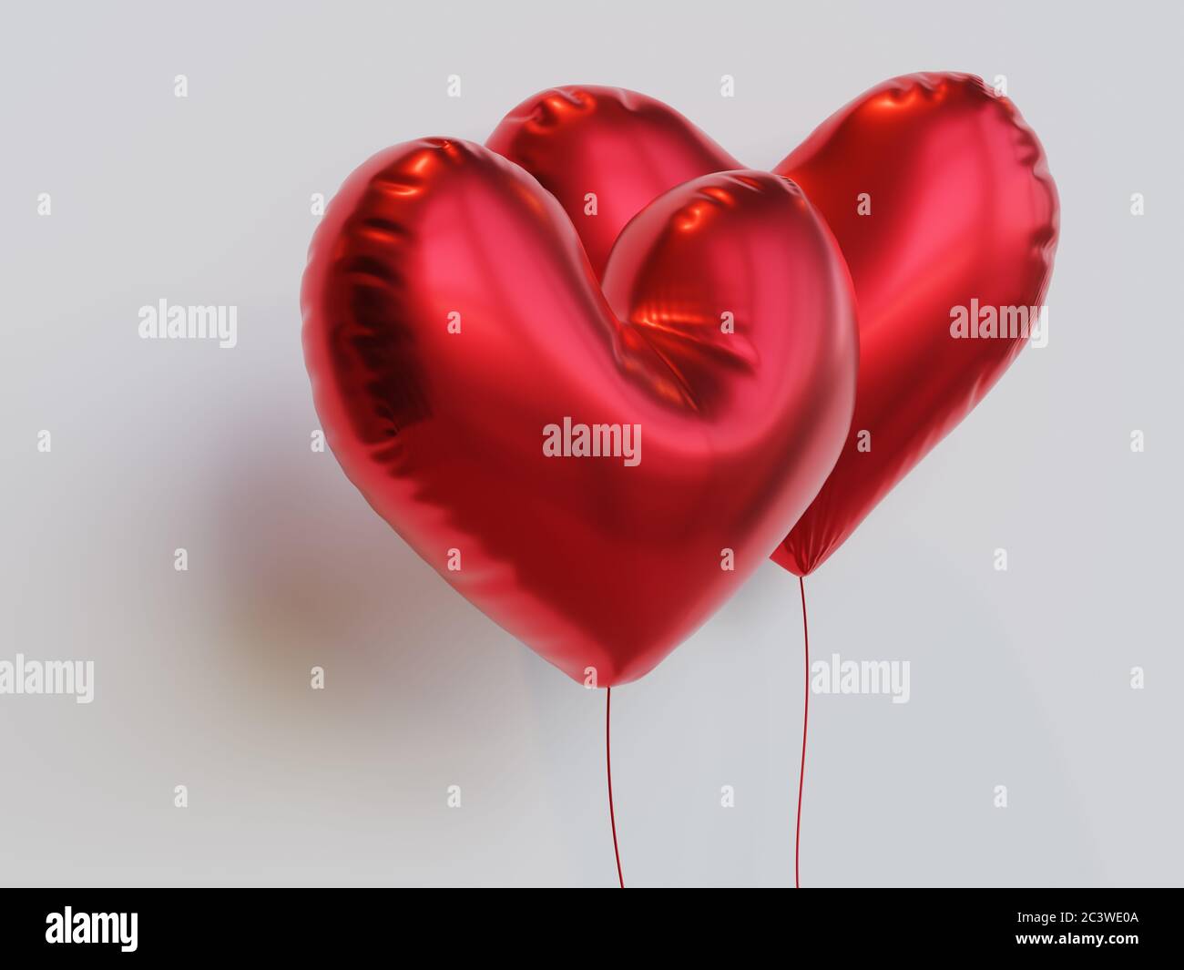 Red color balloon in heart shape. 3d illustration Stock Photo - Alamy