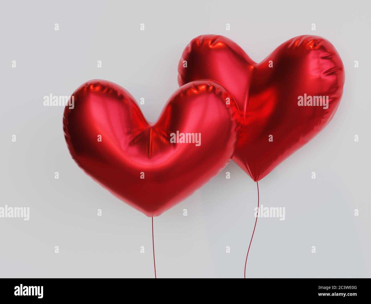 Red color balloon in heart shape. 3d illustration Stock Photo - Alamy