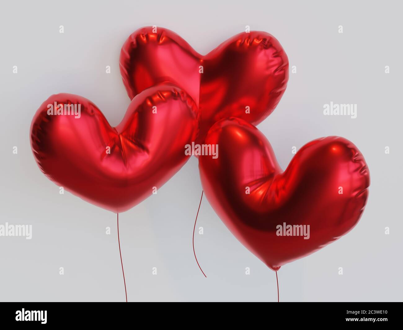 Red color balloon in heart shape. 3d illustration Stock Photo - Alamy