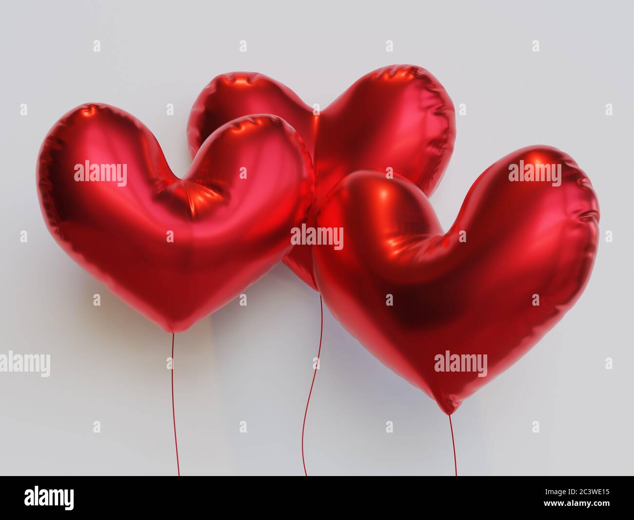 Red color balloon in heart shape. 3d illustration Stock Photo - Alamy
