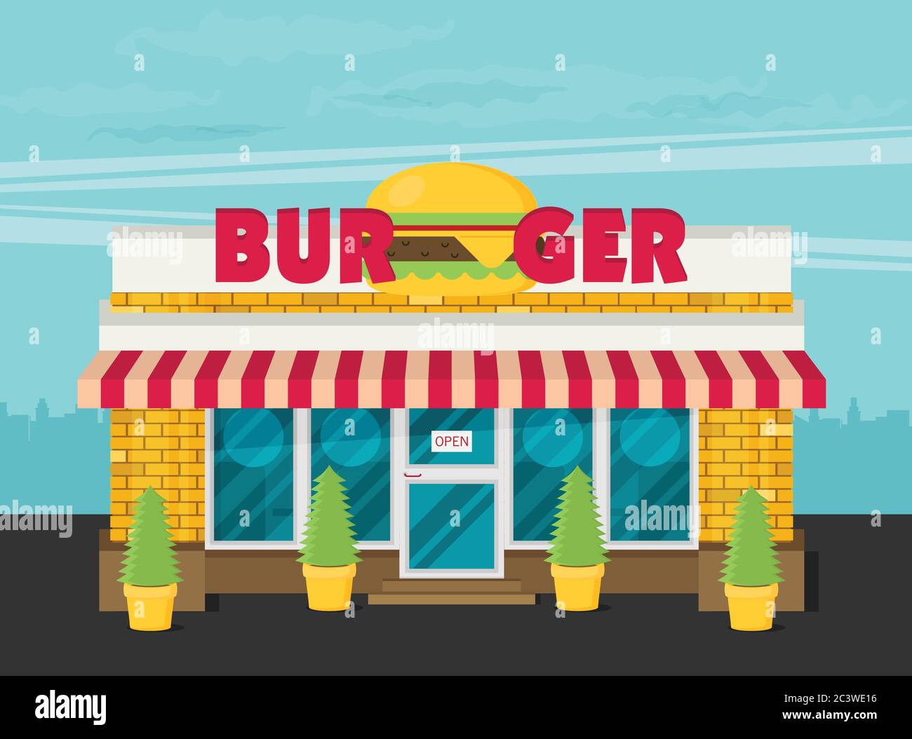 Facade of burger shop flat vector Stock Vector Image & Art - Alamy