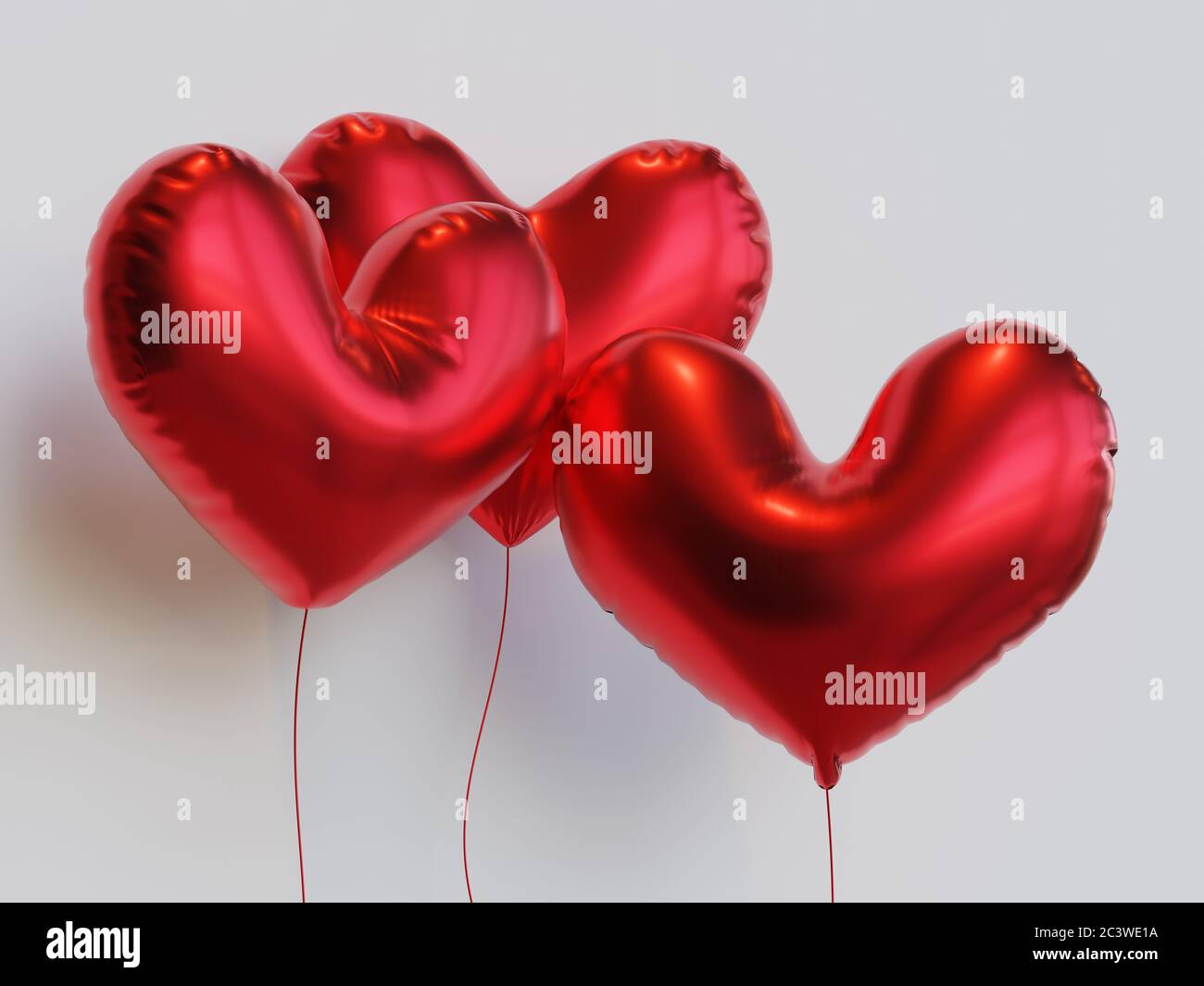Red color balloon in heart shape. 3d illustration Stock Photo - Alamy
