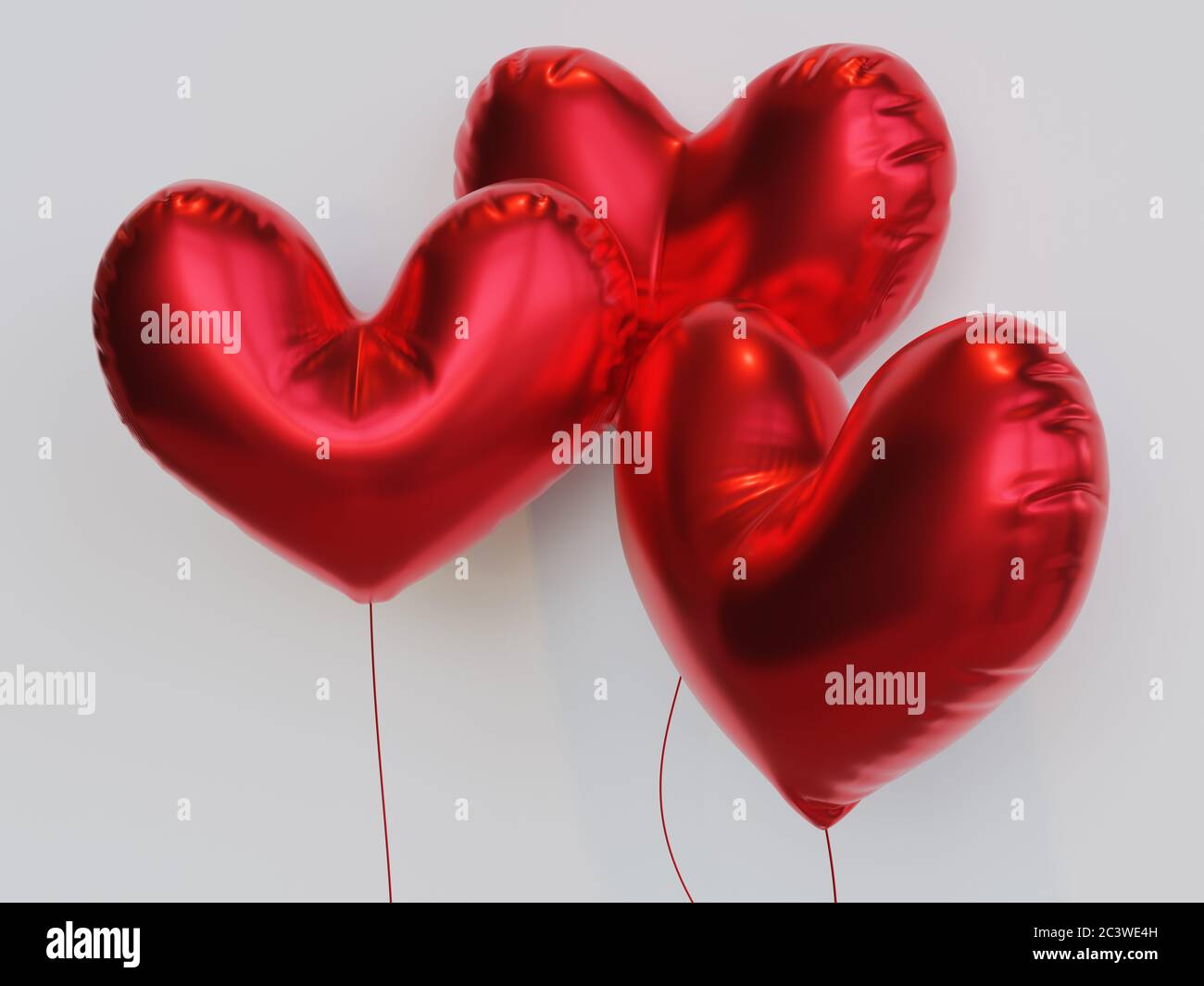 Red color balloon in heart shape. 3d illustration Stock Photo - Alamy