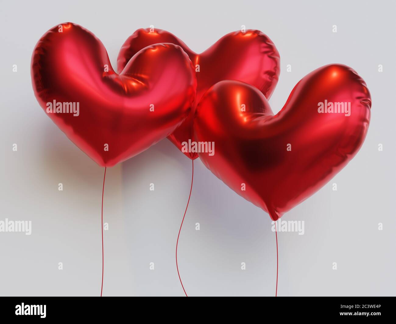 Red color balloon in heart shape. 3d illustration Stock Photo - Alamy