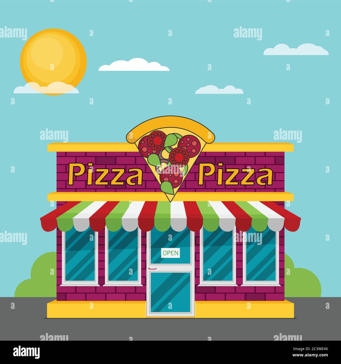 Facade of pizzeria flat vector Stock Vector Image & Art - Alamy