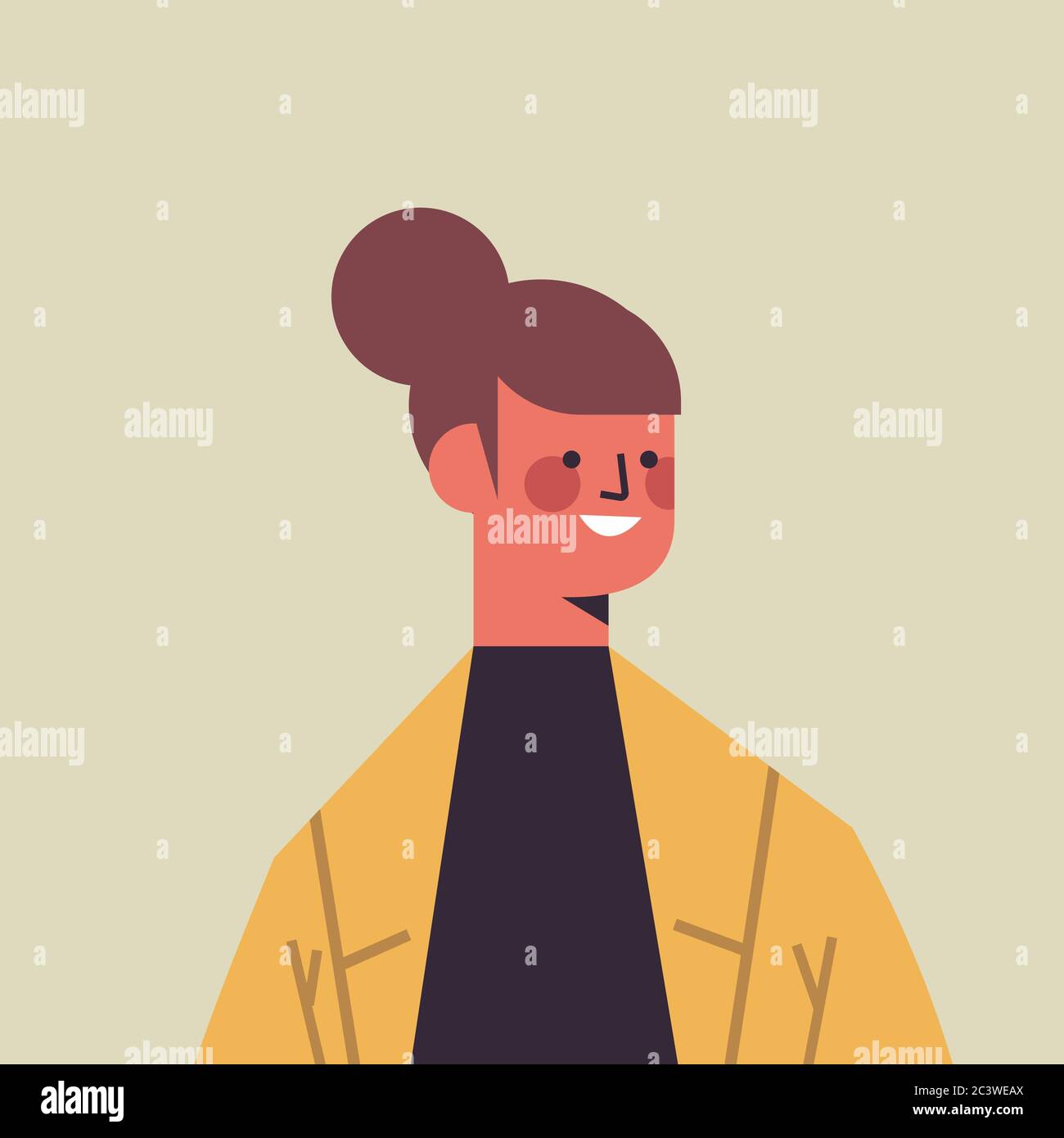cute woman looking in camera smiling girl avatar female cartoon ...