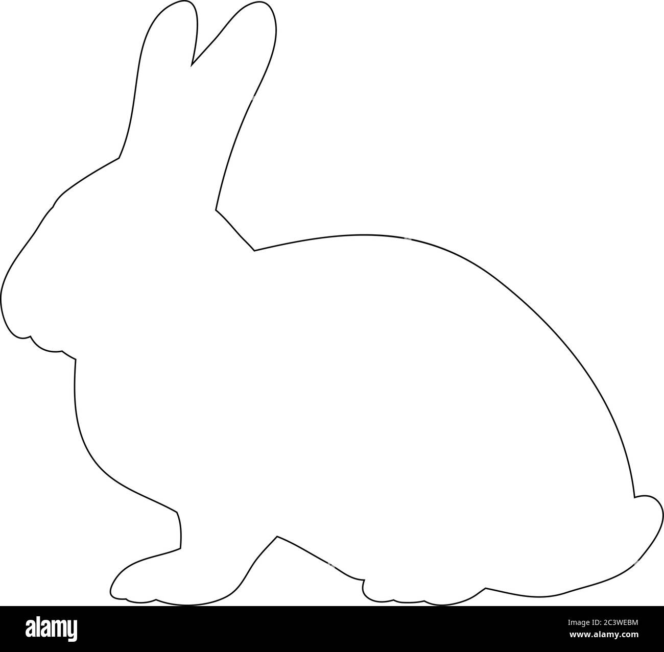 vector, isolated bunny outline on white background Stock Vector Image ...