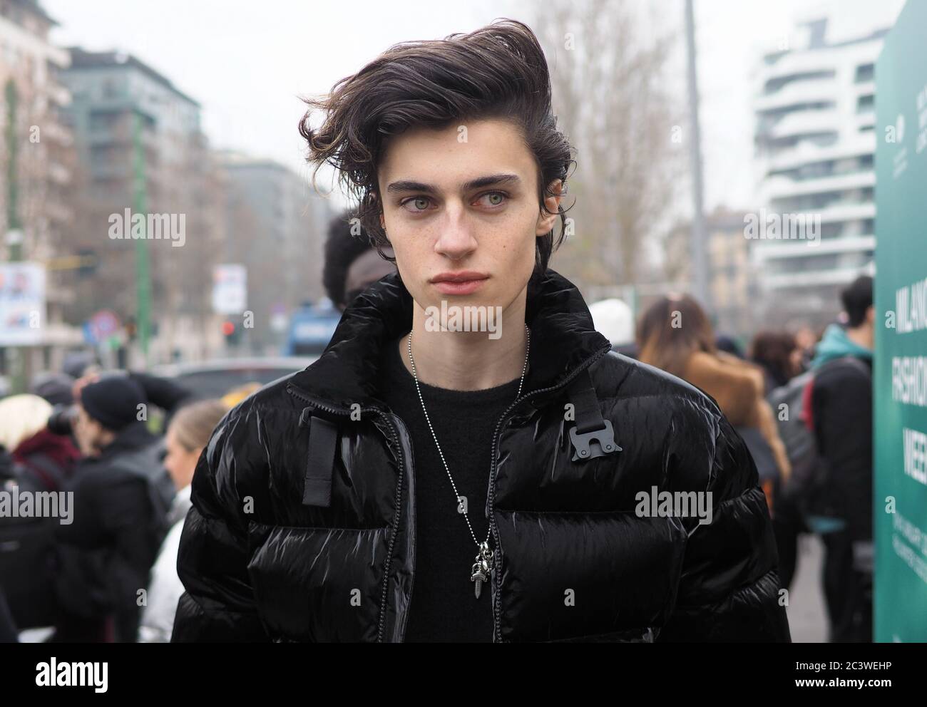 Milan, Italy, 14 January 2020:Young model street style outfit after ...