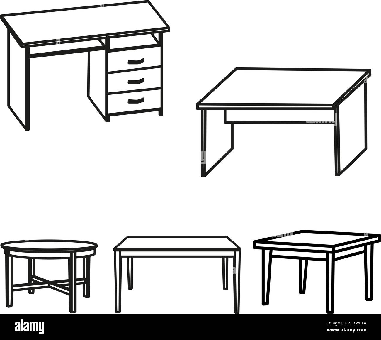 vector, isolated sketch of a table, set Stock Vector Image & Art - Alamy
