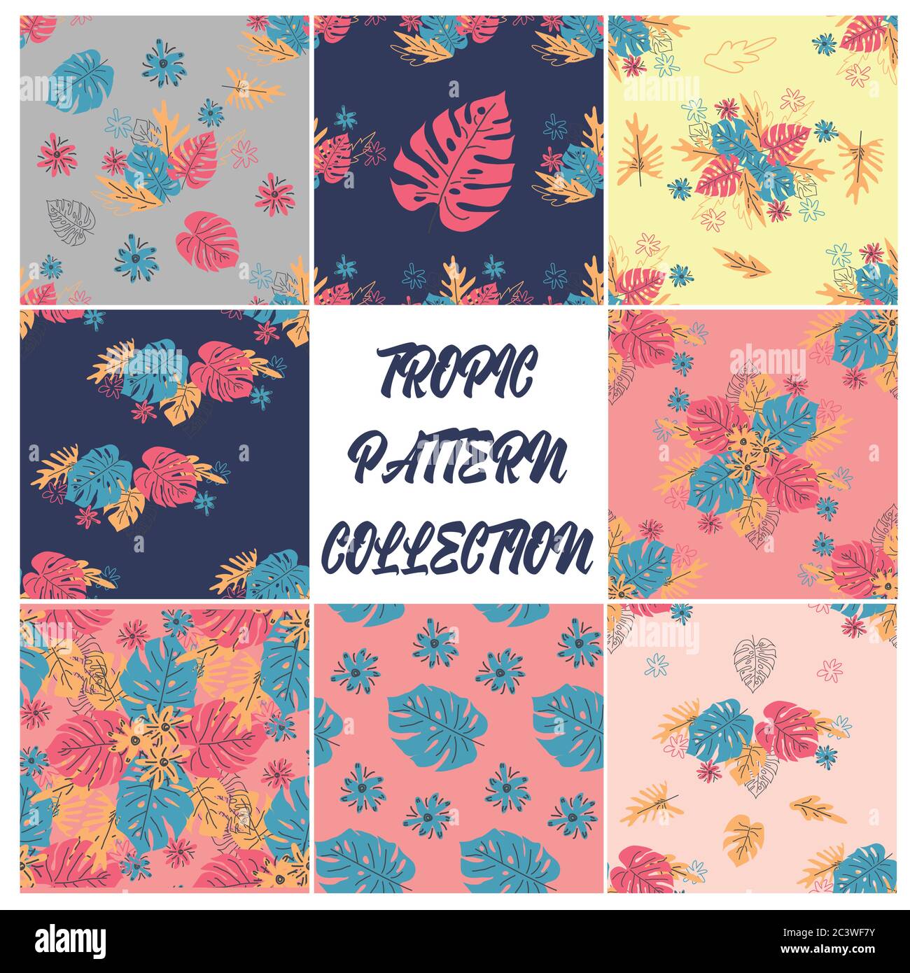 Minimal floral pattern in scandinavian style. Abstract monstera flowers ...