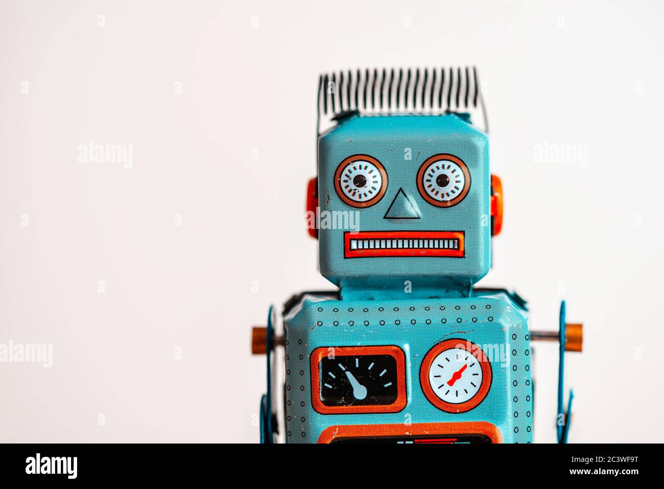 Old vintage tin robot portrait Stock Photo - Alamy