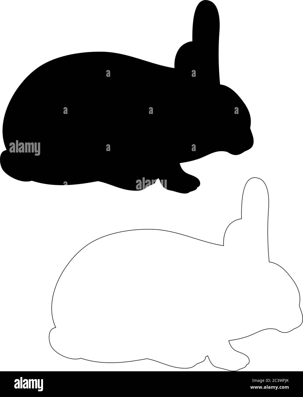 isolated silhouette of a rabbit, outline of a rabbit Stock Vector Image ...