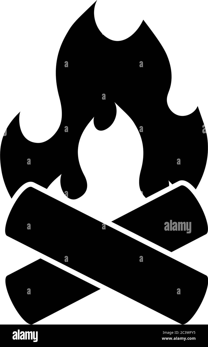 Bonfire, Camp flame, Campfire, Firewood. Flat Vector Icon illustration ...