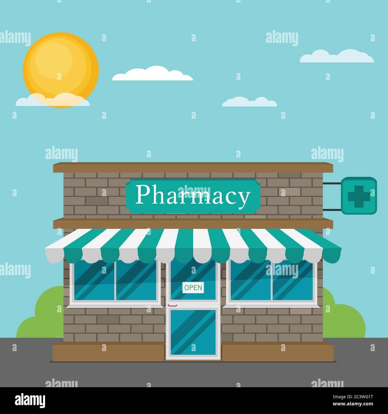 Drugstore building isolated Stock Vector Images - Alamy