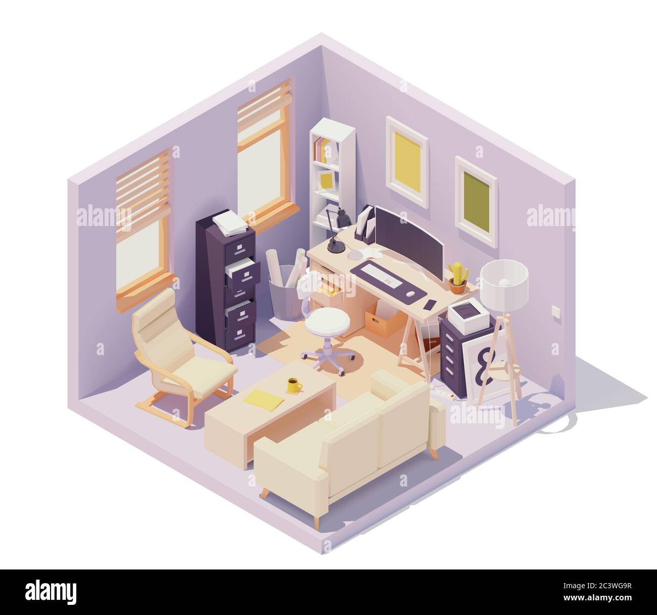Home office room furniture Stock Vector Images - Alamy
