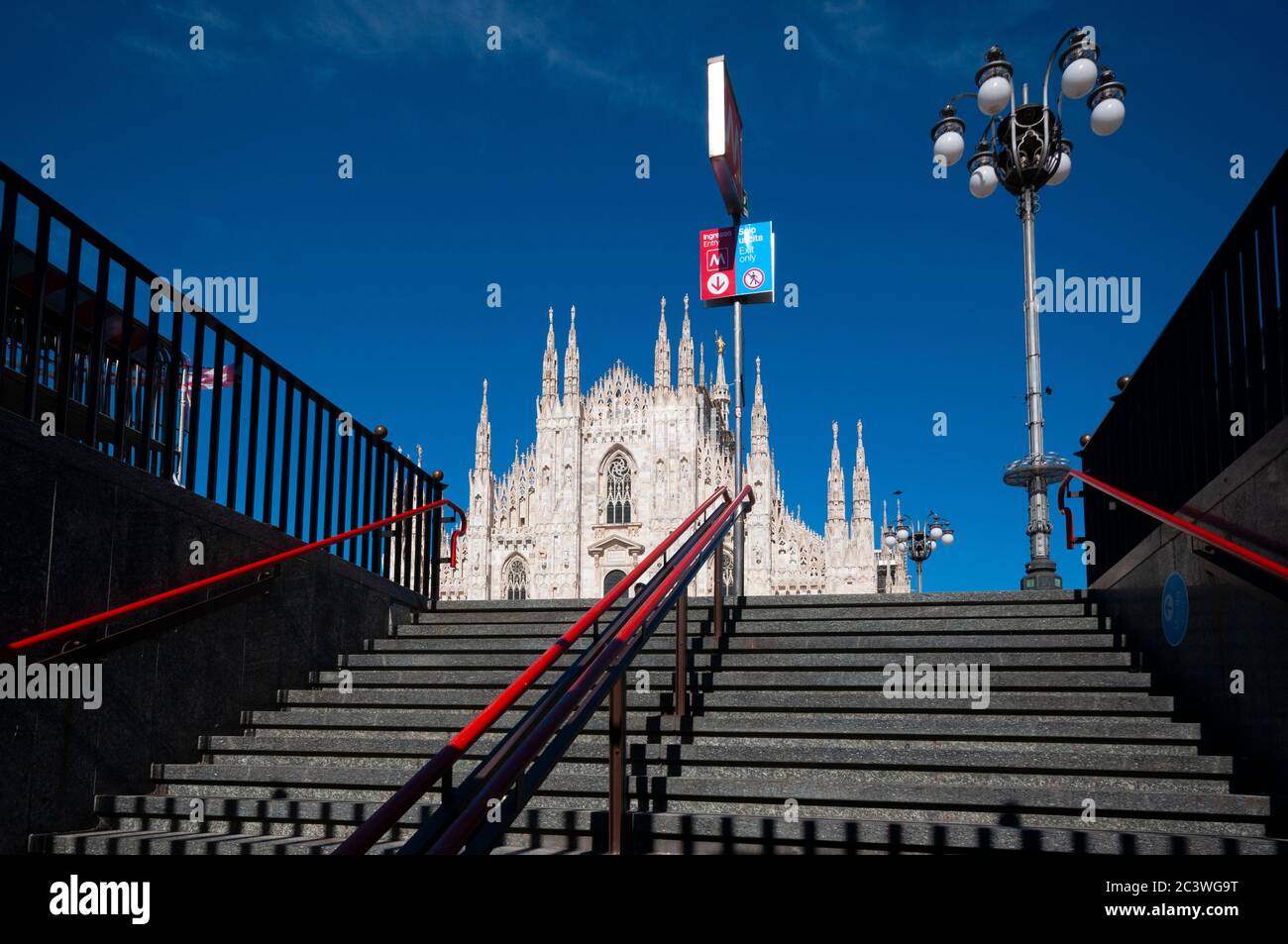 Italy, Lombardy, Milan, Piazza Duomo Square, Exit of the Subway Station ...