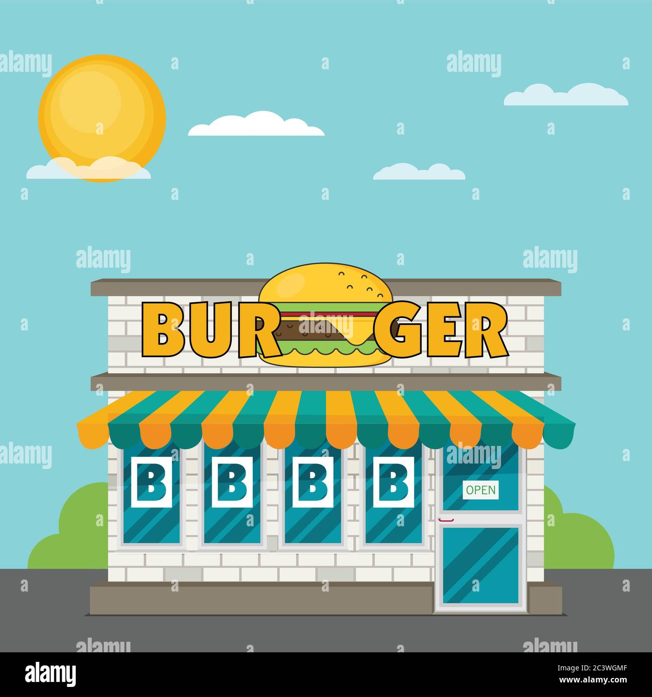 Facade of burger shop flat vector Stock Vector Image & Art - Alamy