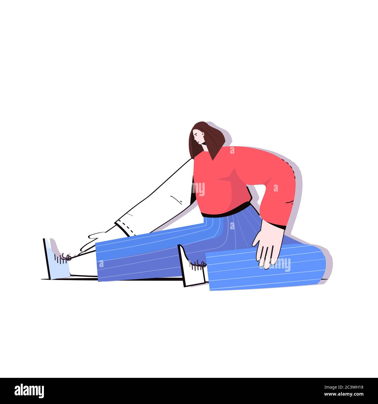 girl doing stretching exercises healthy lifestyle weight loss concept ...