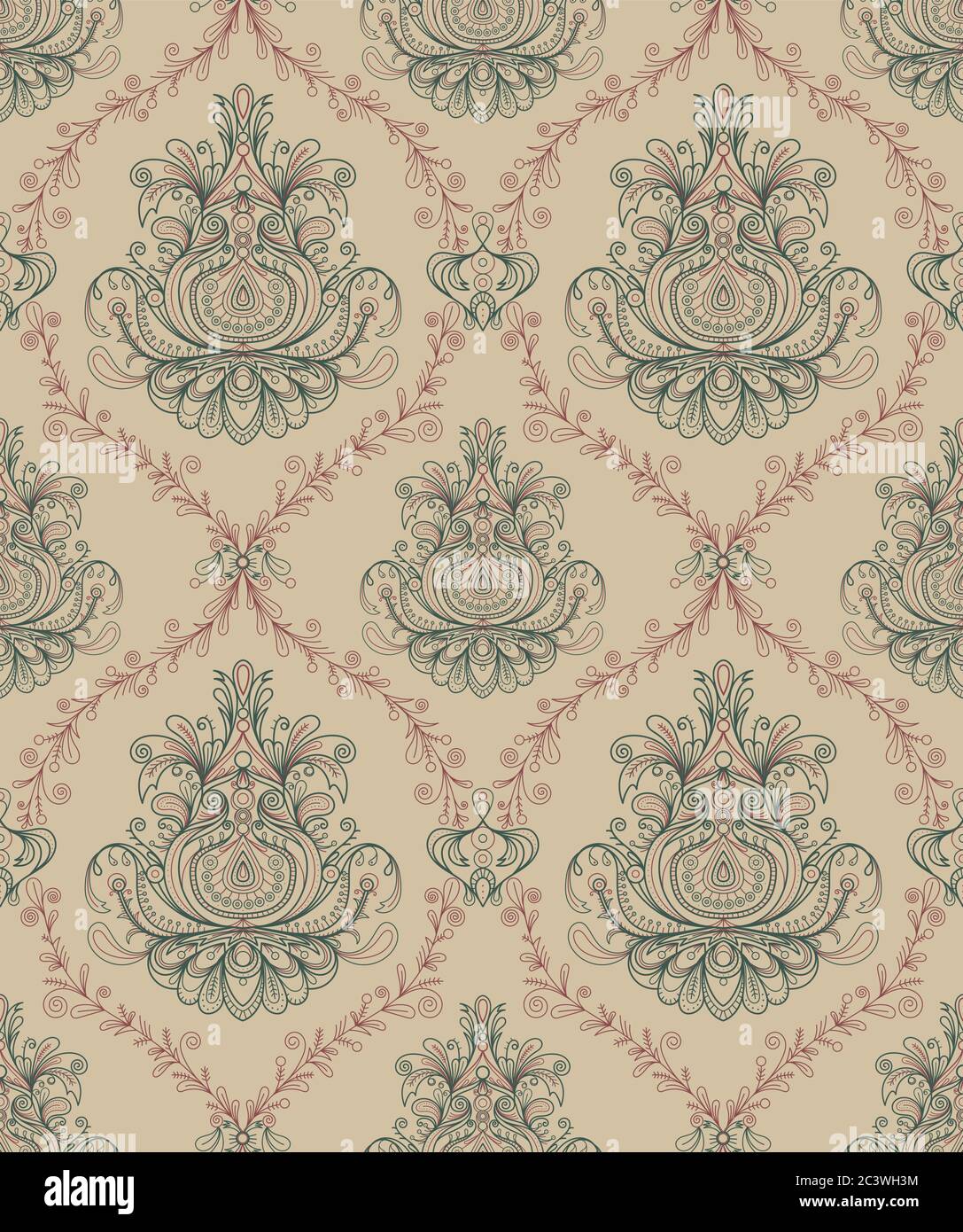 Vector seamless floral damask pattern. Rich ornament, old Damascus ...