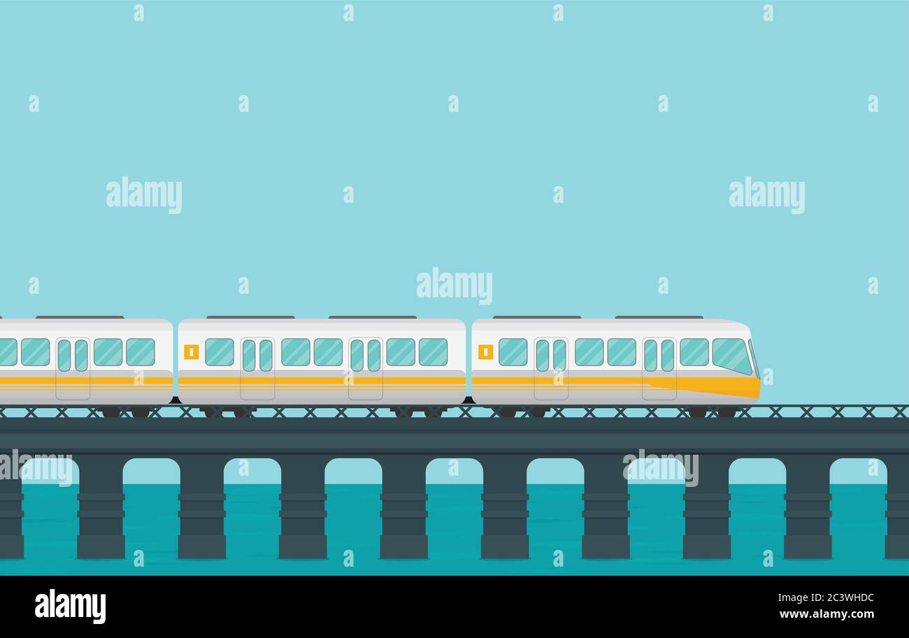 Train on railway. Vector travel concept background Stock Vector Image ...