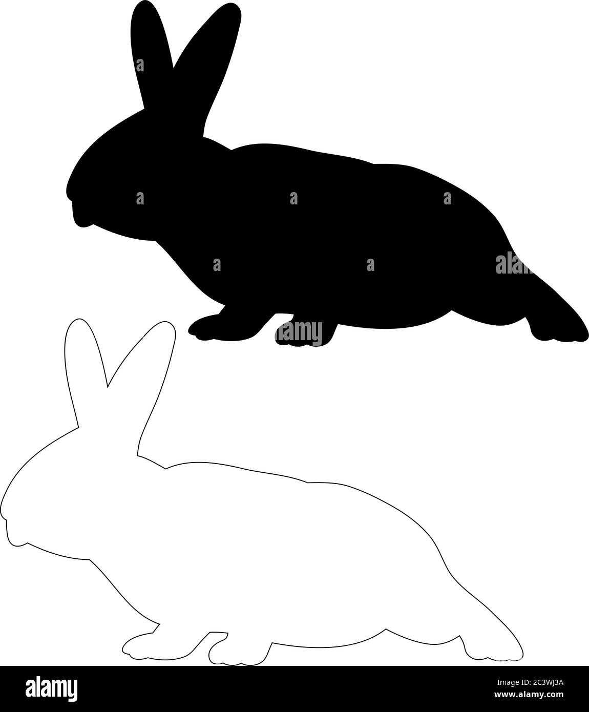 vector, isolated silhouette of a rabbit, outline of a rabbit Stock ...