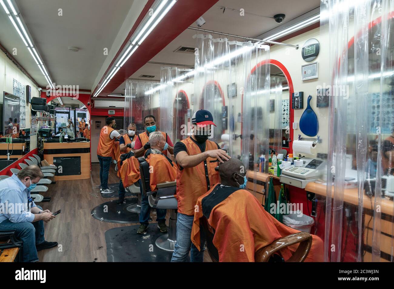 New York, NY - June 22, 2020: Barbershops in the Bronx started to serve ...