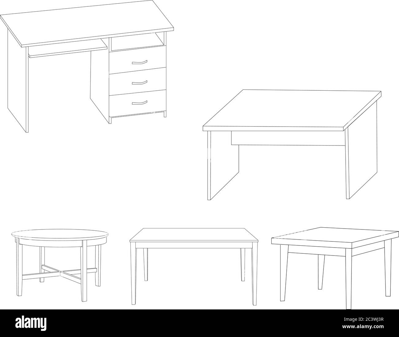 vector, isolated sketch of tables Stock Vector Image & Art - Alamy